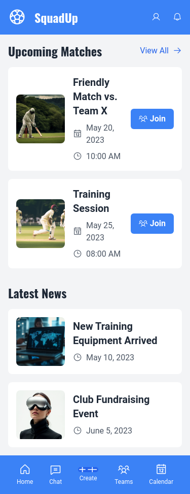 SquadUp Mobile Application - Musho.ai